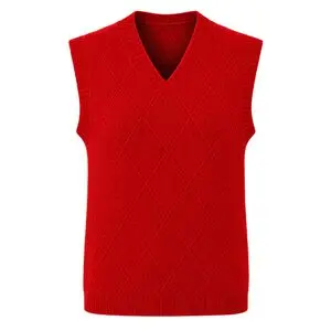 LUELLA FASHION Alloa Alpaca Knit V-neck Diamond Tank Top - Red
