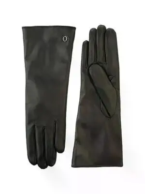 Orciani Flake Logo-plaque Leather Gloves - Black
