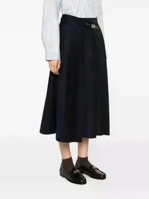 Maje Jarmand Pleated-design Buckle-detail Midi Skirt - Blue