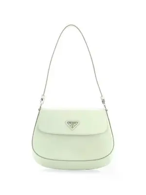 Prada Cleo Flap Shoulder Bag Spazzolato Leather Small Hobo Bag - Green