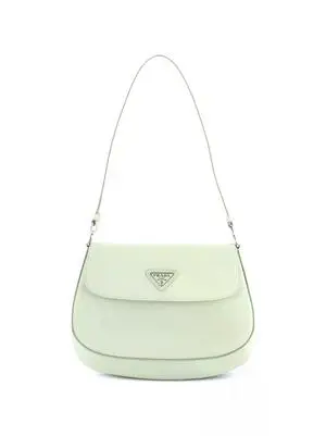 Prada Cleo Flap Shoulder Bag Spazzolato Leather Small Hobo Bag - Green
