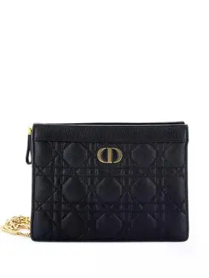 Dior Caro Clutch With Chain Cannage Quilt Calfskin Small Crossbody Bag - Black