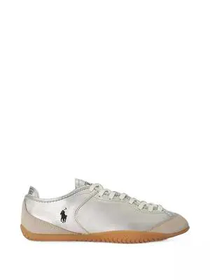 Polo Ralph Lauren Logo-embroidered Metallic Sneakers - Silver