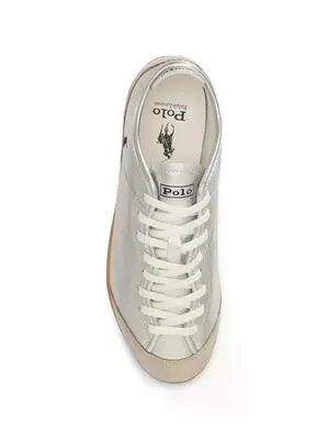 Polo Ralph Lauren Logo-embroidered Metallic Sneakers - Silver