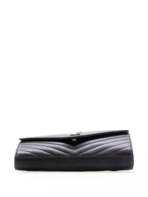 Saint Laurent Classic Monogram Wallet On Chain Matelasse Chevron Leather Medium Crossbody Bag
