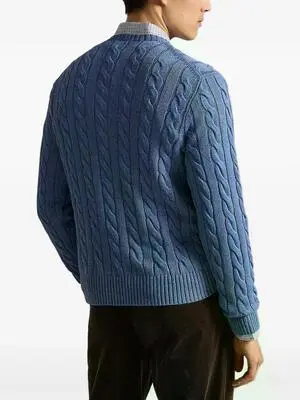 Polo Ralph Lauren Cable-knit Embroidered-logo Sweater - Blue