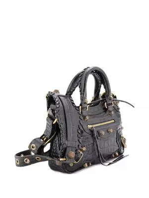 Balenciaga Le Cagole Giant Studs Crocodile Embossed Leather Small Tote Bag