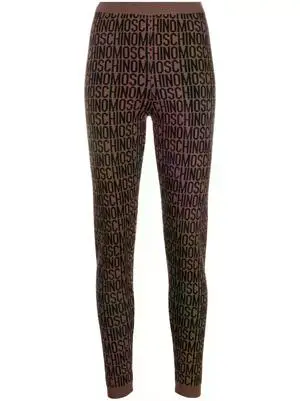 Moschino Logo-jacquard Leggings - Brown