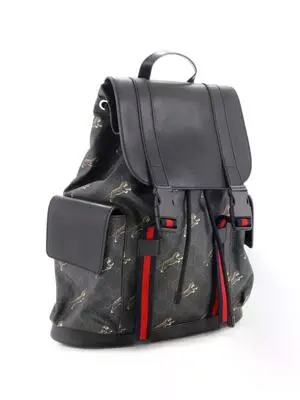 Gucci Double Pocket Buckle Printed Gg Coated Canvas Large Backpack