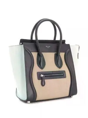 Celine Tricolor Luggage Bag Leather Micro Tote Bag - Black