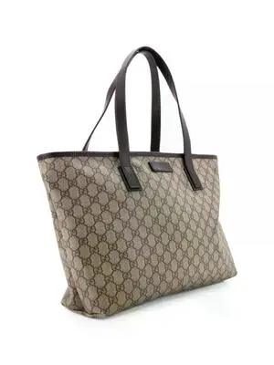 Gucci Plus Gg Coated Canvas With Leather Medium Tote Bag