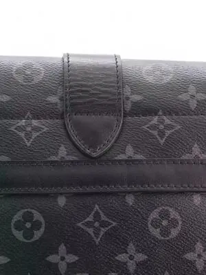 LOUIS VUITTON Saumur Messenger Bag Monogram Eclipse And Leather Crossbody Bag