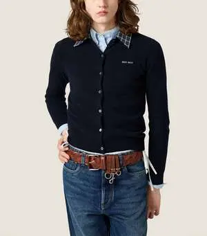 Miu Miu Cashmere Check-collar Cardigan