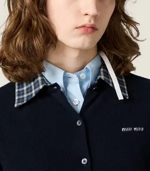 Miu Miu Cashmere Check-collar Cardigan