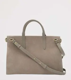 Burberry Medium Suede Cotswolds Tote Bag - Beige