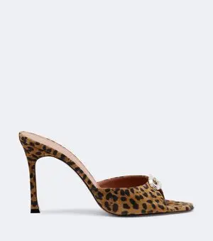 Amina Muaddi Camelia Leopard-print Suede Mules