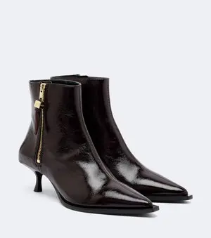 GANNI Ana Textured Ankle Boots - Brown
