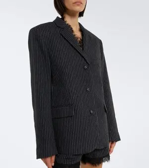 GANNI Pinstripe Flannel Blazer