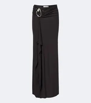 Christopher Esber Orica Crystal Gathered Jersey Maxi Skirt - Brown