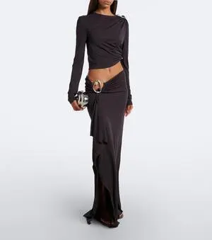 Christopher Esber Orica Crystal Gathered Jersey Maxi Skirt