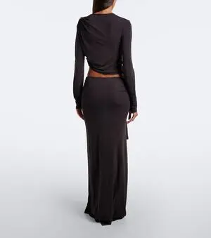 Christopher Esber Orica Crystal Gathered Jersey Maxi Skirt