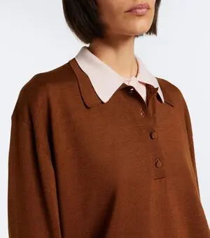 Plan C Layered Wool And Silk Polo Sweater