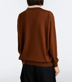 Plan C Layered Wool And Silk Polo Sweater