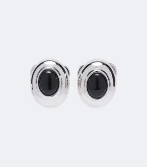 DEHANCHE Onyx Stud Earrings - Silver