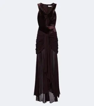 Zimmermann Valiant Cutout Draped Velvet Gown - Burgundy