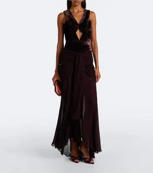 Zimmermann Valiant Cutout Draped Velvet Gown