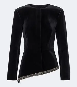 Roland Mouret Embellished Asymmetric Velvet Jacket - Black