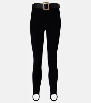 SELF-PORTRAIT Belted Stirrup Leggings - Black