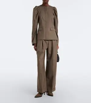GANNI Wool-blend Wide-leg Pants