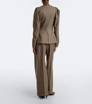 GANNI Wool-blend Wide-leg Pants