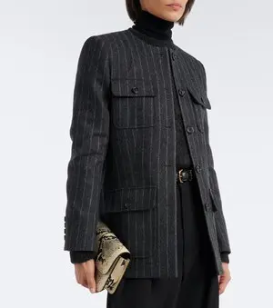 NILI LOTAN Jenette Chalk Stripe Virgin Wool Jacket