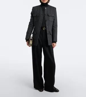 NILI LOTAN Jenette Chalk Stripe Virgin Wool Jacket