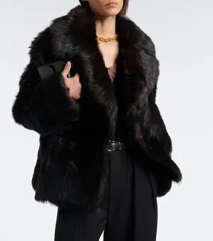 NILI LOTAN Cleophee Double-breasted Shearling Jacket
