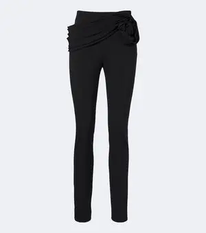 Carolina Herrera Floral-applique Wool-blend Leggings - Black