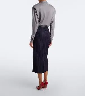MUGLER Pinstripe Virgin Wool Pencil Skirt
