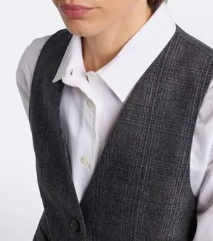 NILI LOTAN Ismael Checked Wool And Cashmere Vest