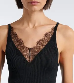 NILI LOTAN Aronia Ribbed-knit Silk Tank Top