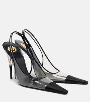 Saint Laurent Romy Satin-trimmed Slingback Pumps - Transparent
