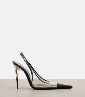 Saint Laurent Romy Satin-trimmed Slingback Pumps