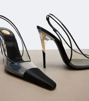Saint Laurent Romy Tpu And Satin Slingback Pumps