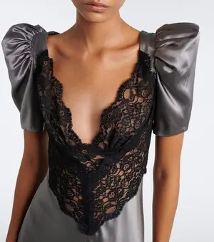 RODARTE Lace-trimmed Silk Satin Gown