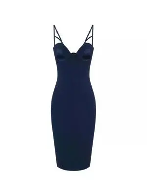 Elisabetta Franchi Dress In Lightweight Crêpe And Satin Fabrics - Blue