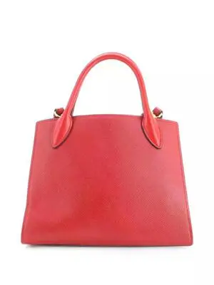 Prada Monochrome Saffiano With City Calf Small Tote Bag - Red