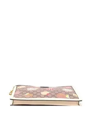 Gucci Les Pommes Wristlet Zip Printed Gg Coated Canvas Medium Pouch