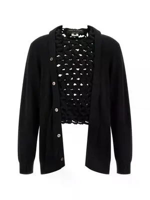 Comme Des Garçons Panelled Open-knit Cardigan - Black