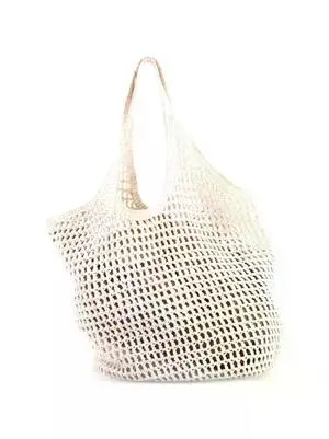 PRADA Triangle Logo Tote Raffia Small Bucket Bag
